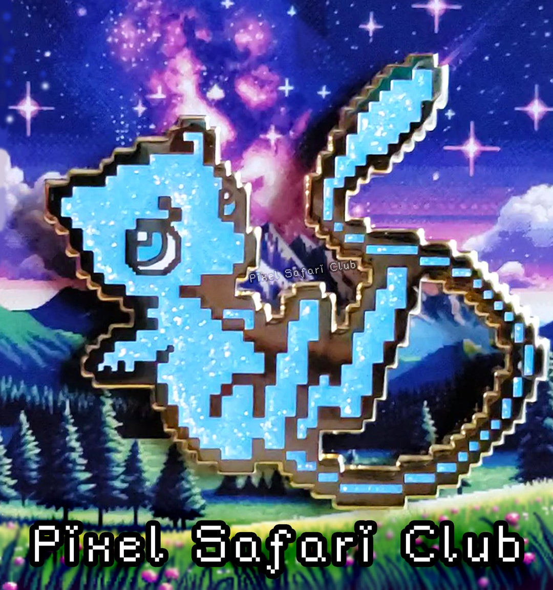 Shiny Mew 8-bit Pixel Art Pin 2-inch Glitter Hard Enamel Pin Pixel ...