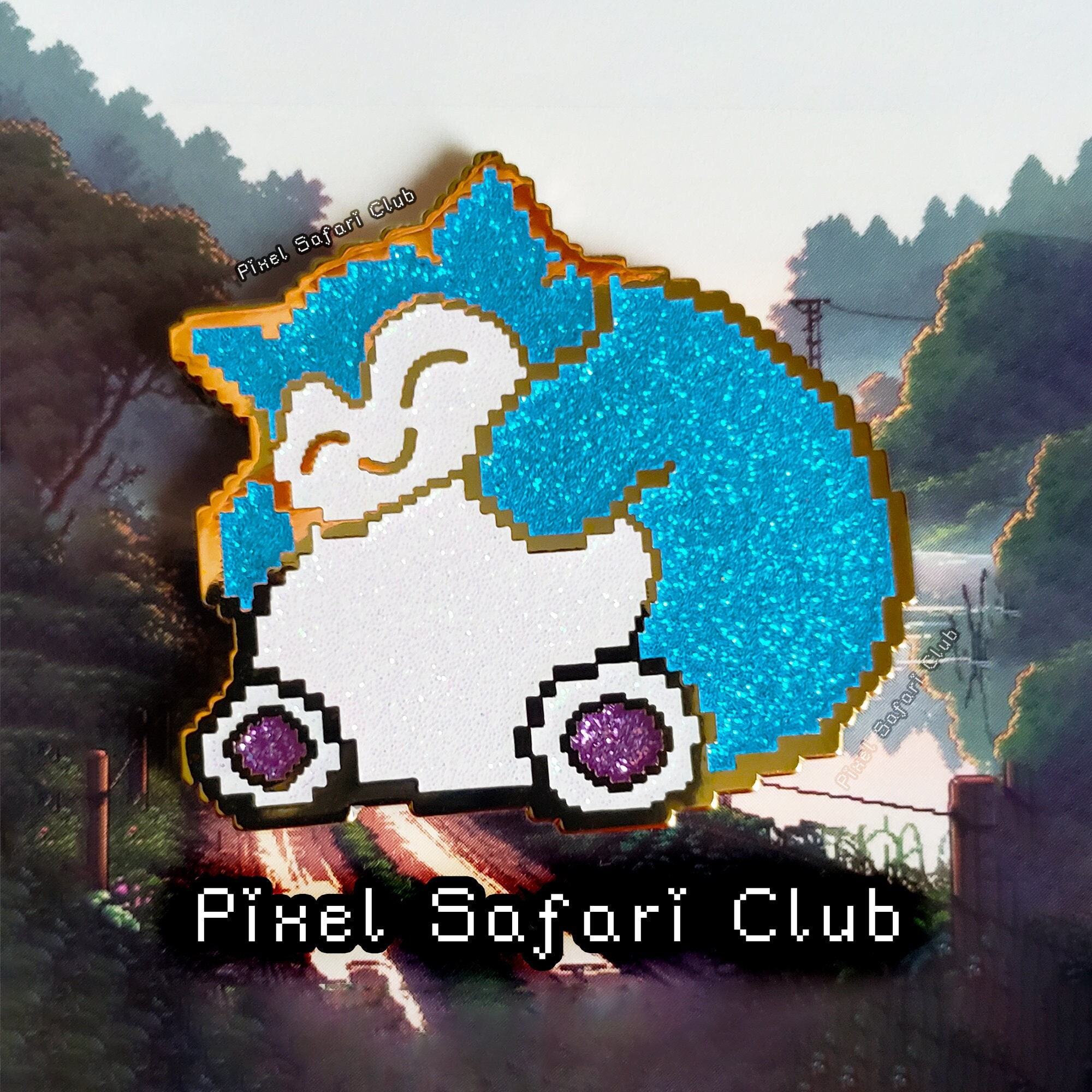 Snorlax Pixel Art Pin: Glitter Hard Enamel, Gold Detail - Etsy