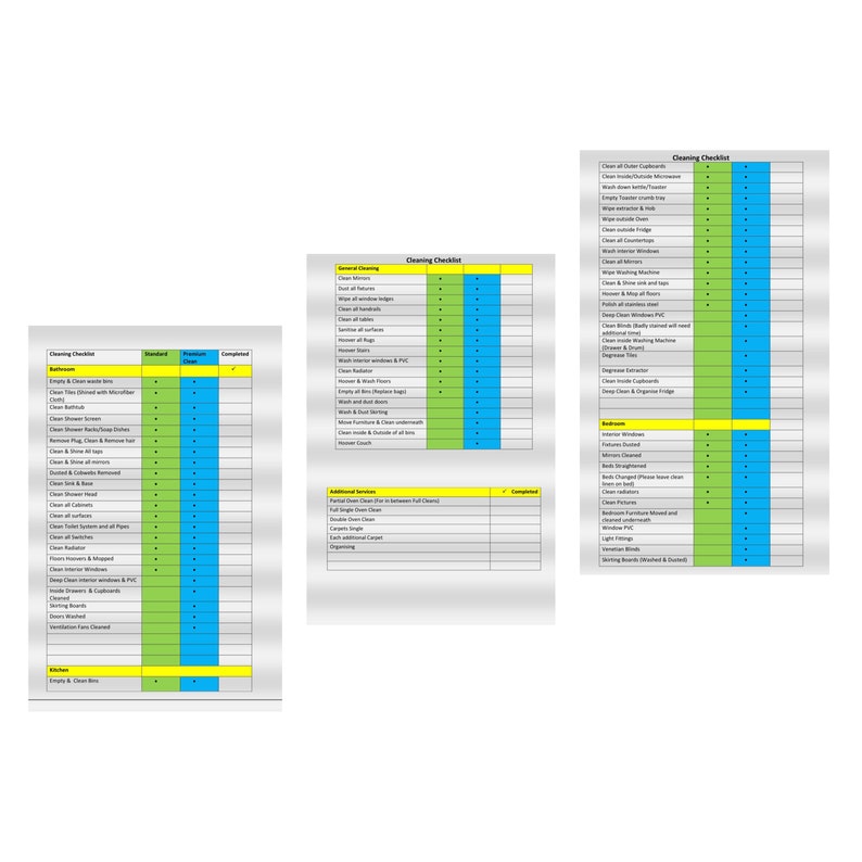 Professional Cleaning Checklist - Etsy