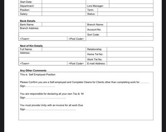 New Starter Form - Etsy