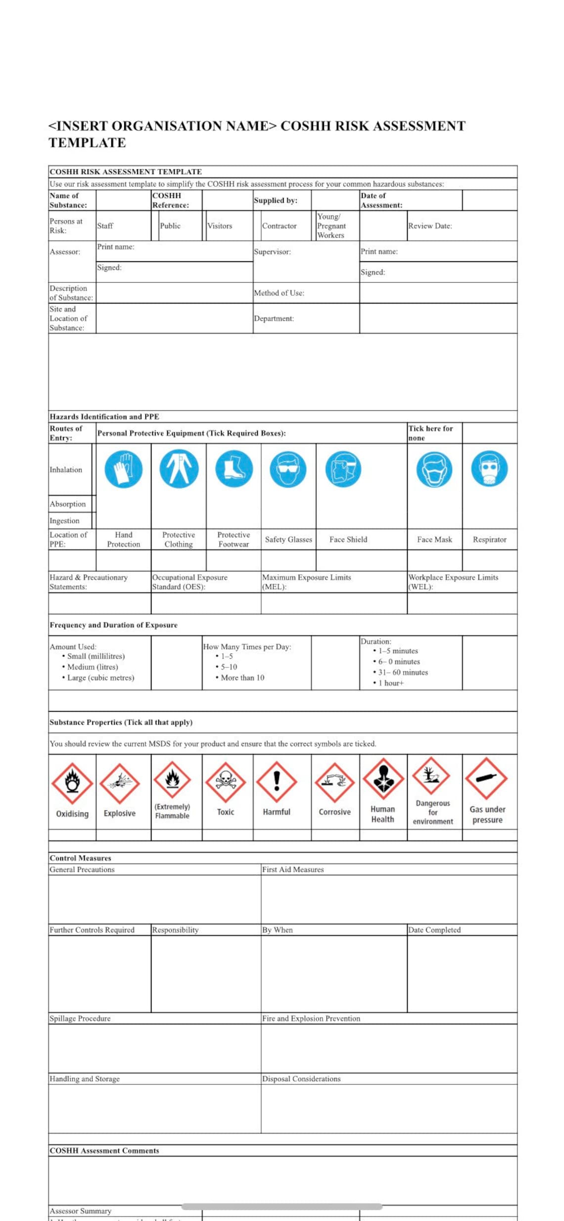 Coshh Risk Assessment Template - Etsy UK