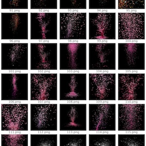 120 Gold Silver Rainbow Pink Glitter Confetti Digital Overlays on Black ...