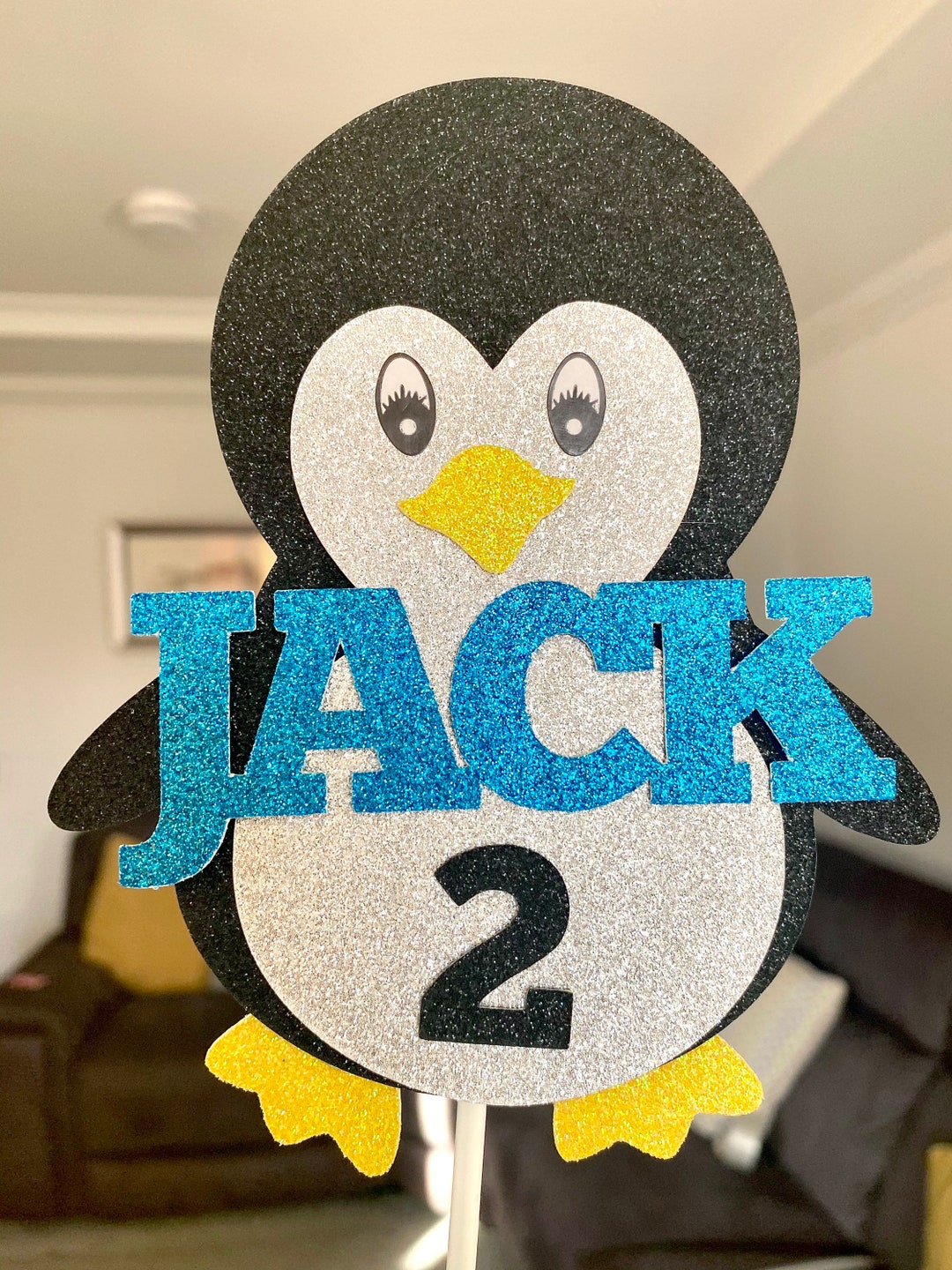 Penguin Themed Cake Topper Personalised Pink or Blue Any Name/age - Etsy UK