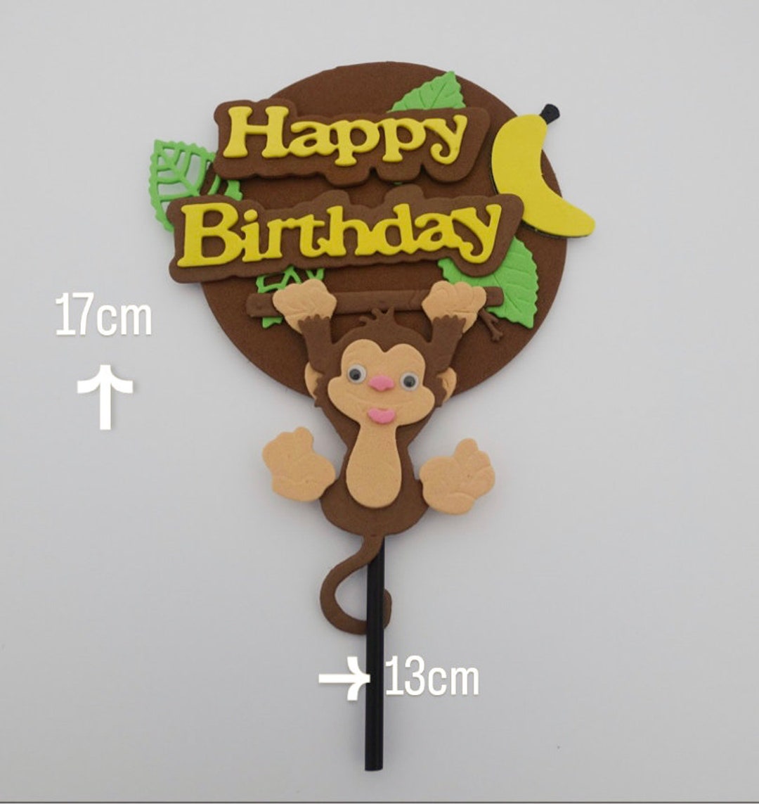 Monkey Themed Cake Topper Also Matching Cupcake Toppers Available - Etsy UK