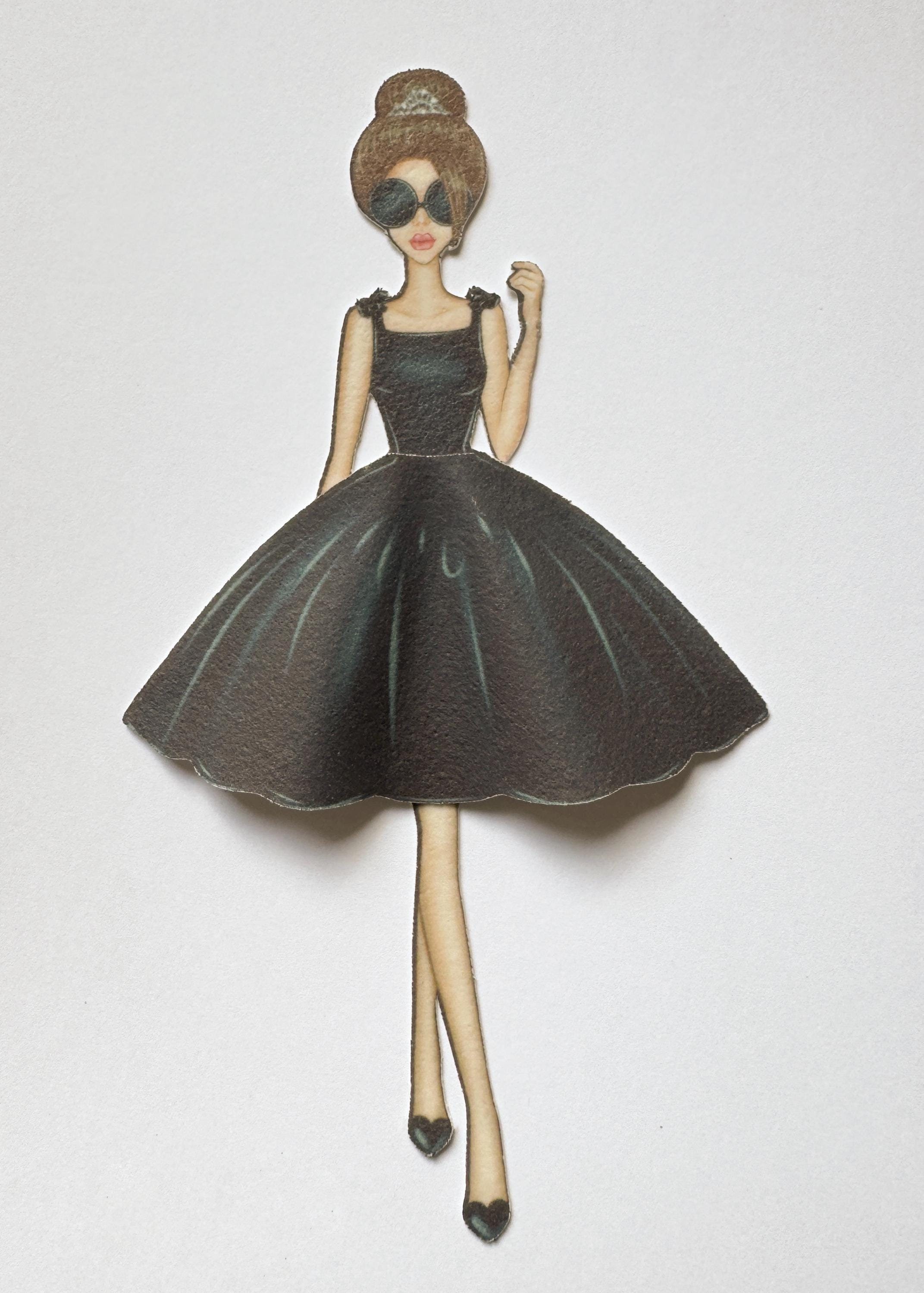 Edible Lady in Black Cake Topper Made From Icing Sheet Not Cheap Wafer ...