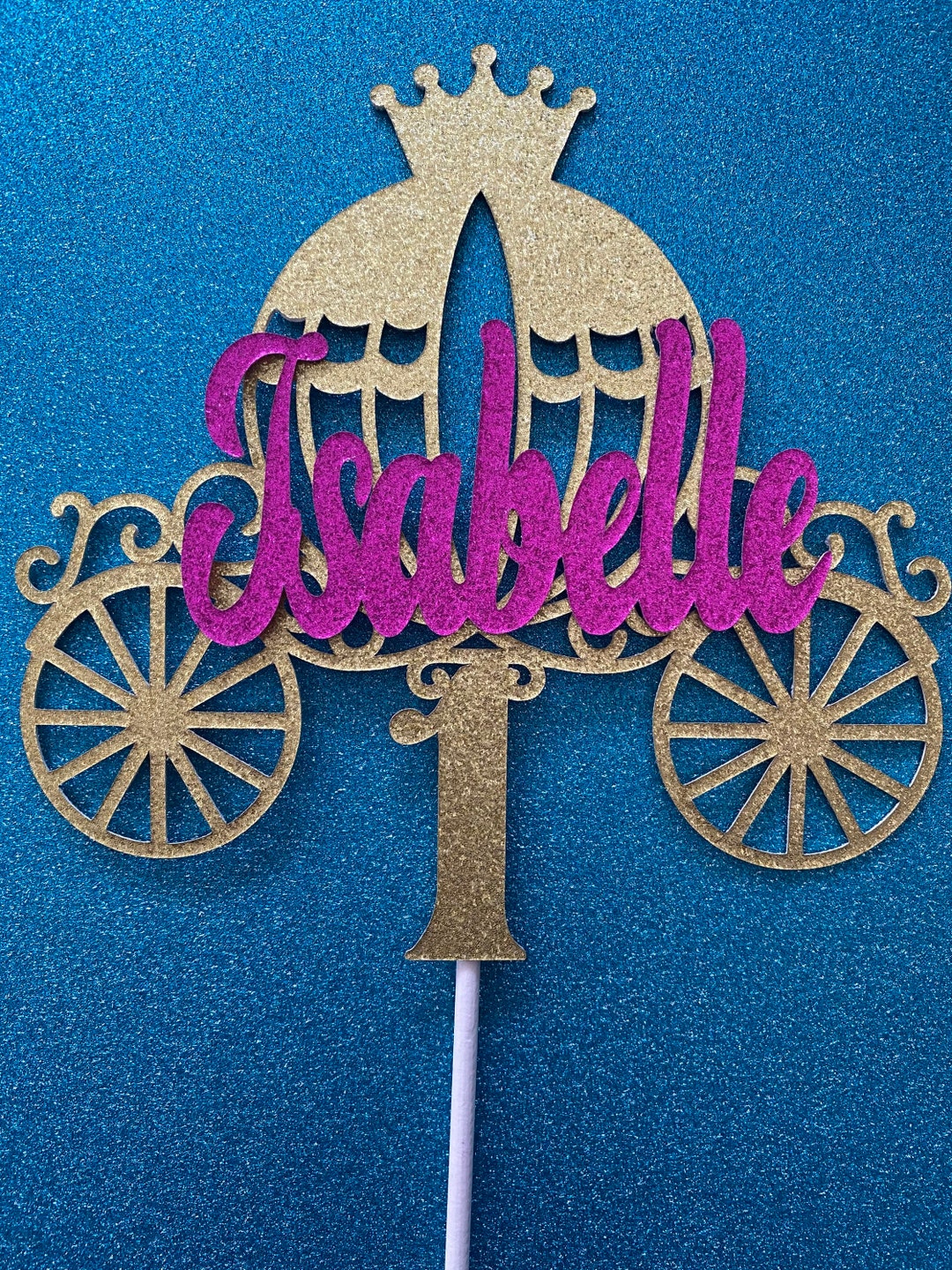 Princess Carriage Themed Cake Topper. Gold and Pink. Thick 400 Gsm ...