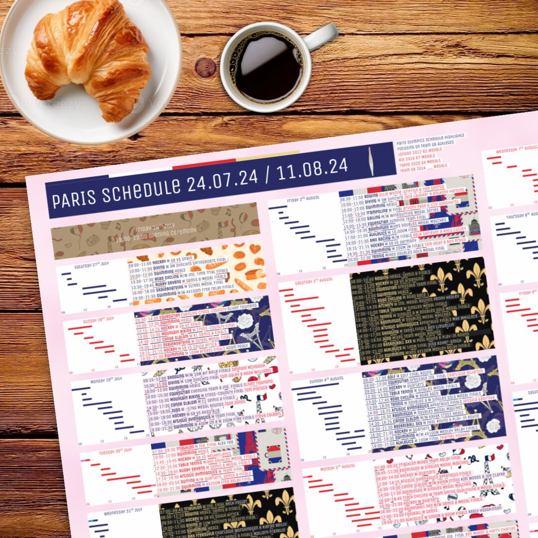 Paris 2024 Olympics Schedule Wallchart Team GB Daily TV Guide Planner digital Download - Etsy Canada