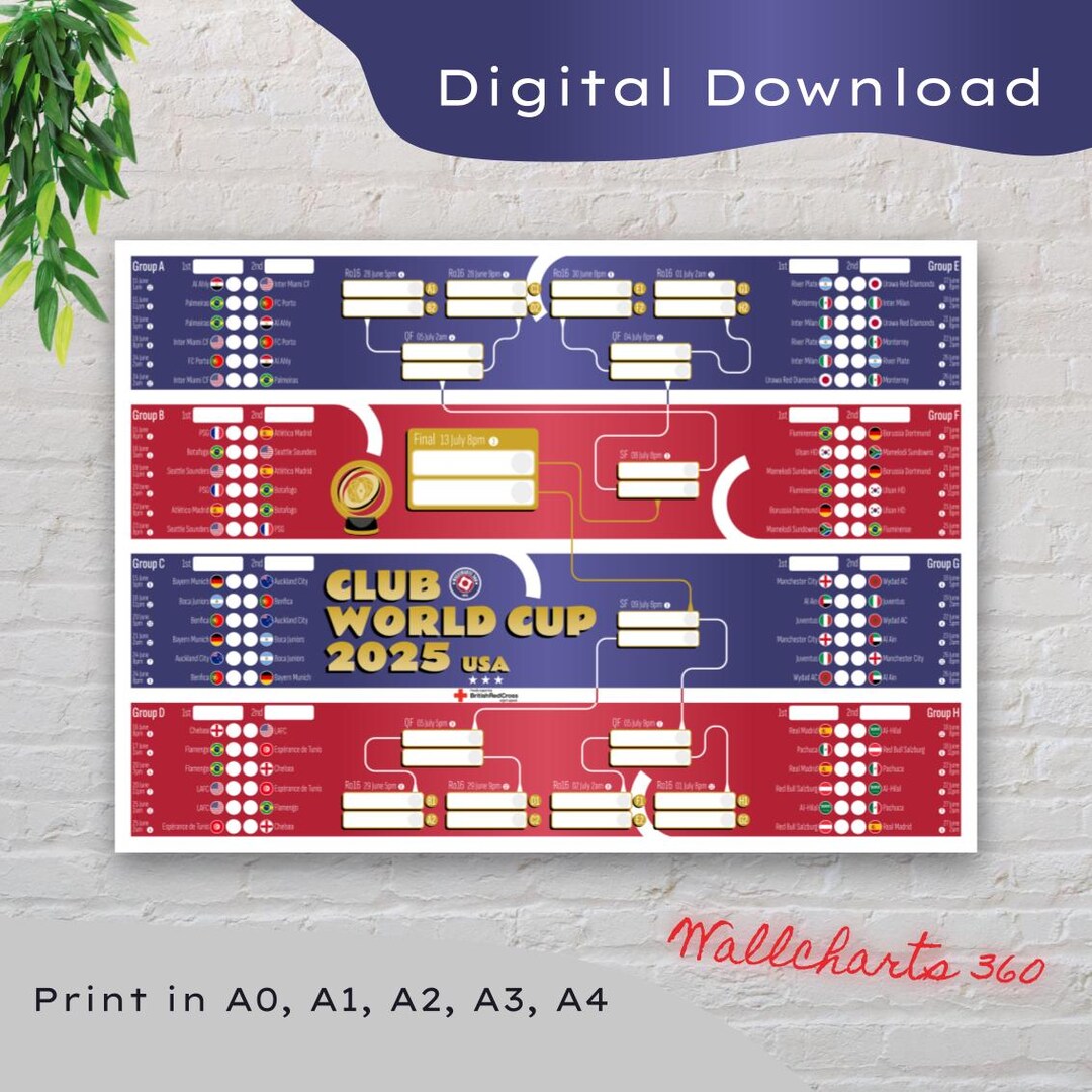 FIFA Club World Cup 2025 Wallchart & Stadium Poster - Multiple Time ...