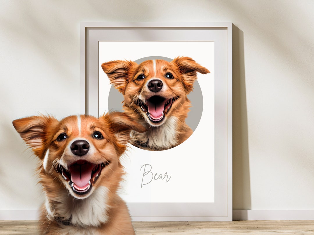 Custom Dog Portrait From Photo - Pet Memorial, Digital File or Printed ...