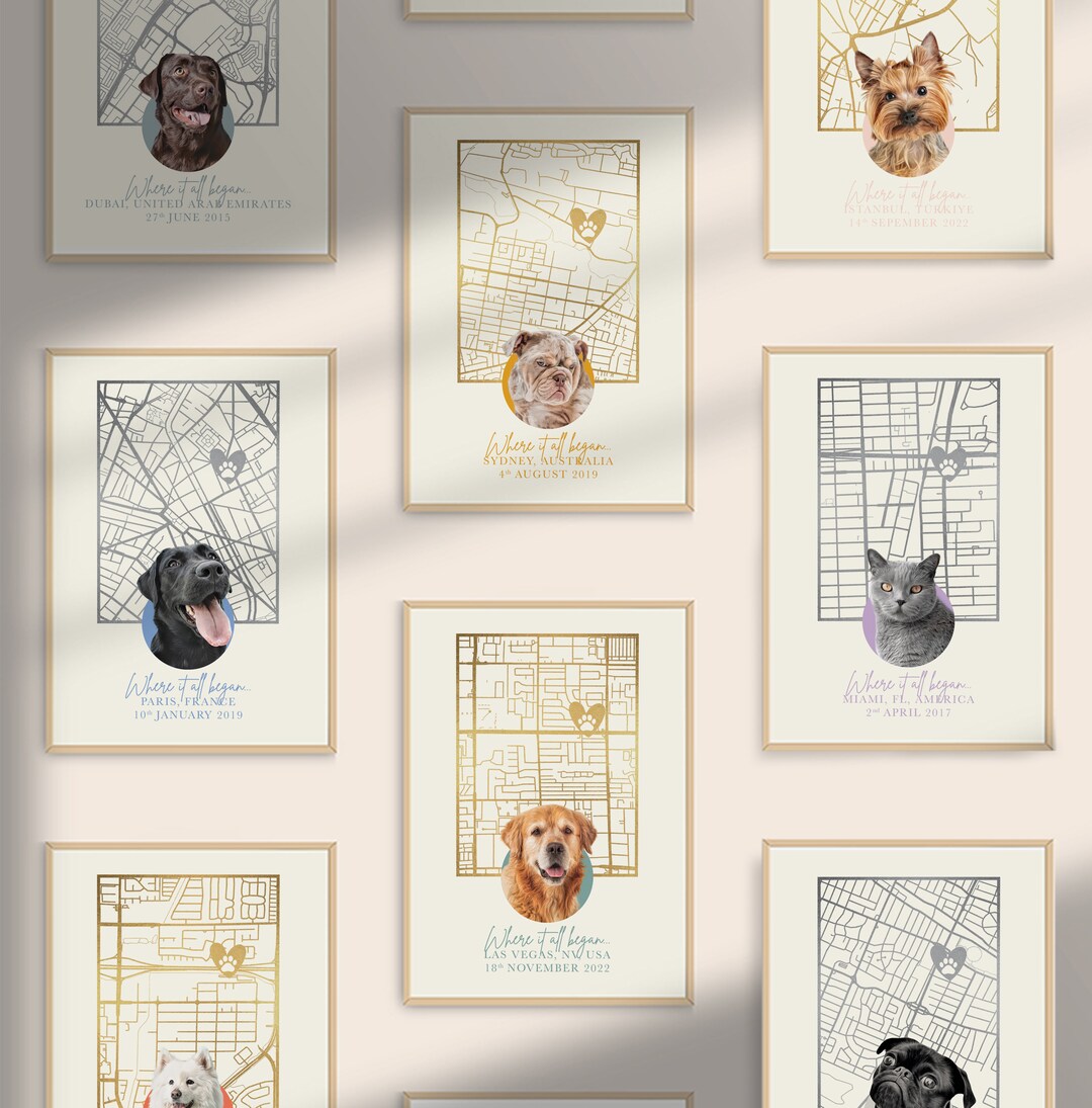 Unique Custom Pet Map Personalised Map Pet Portrait - Etsy