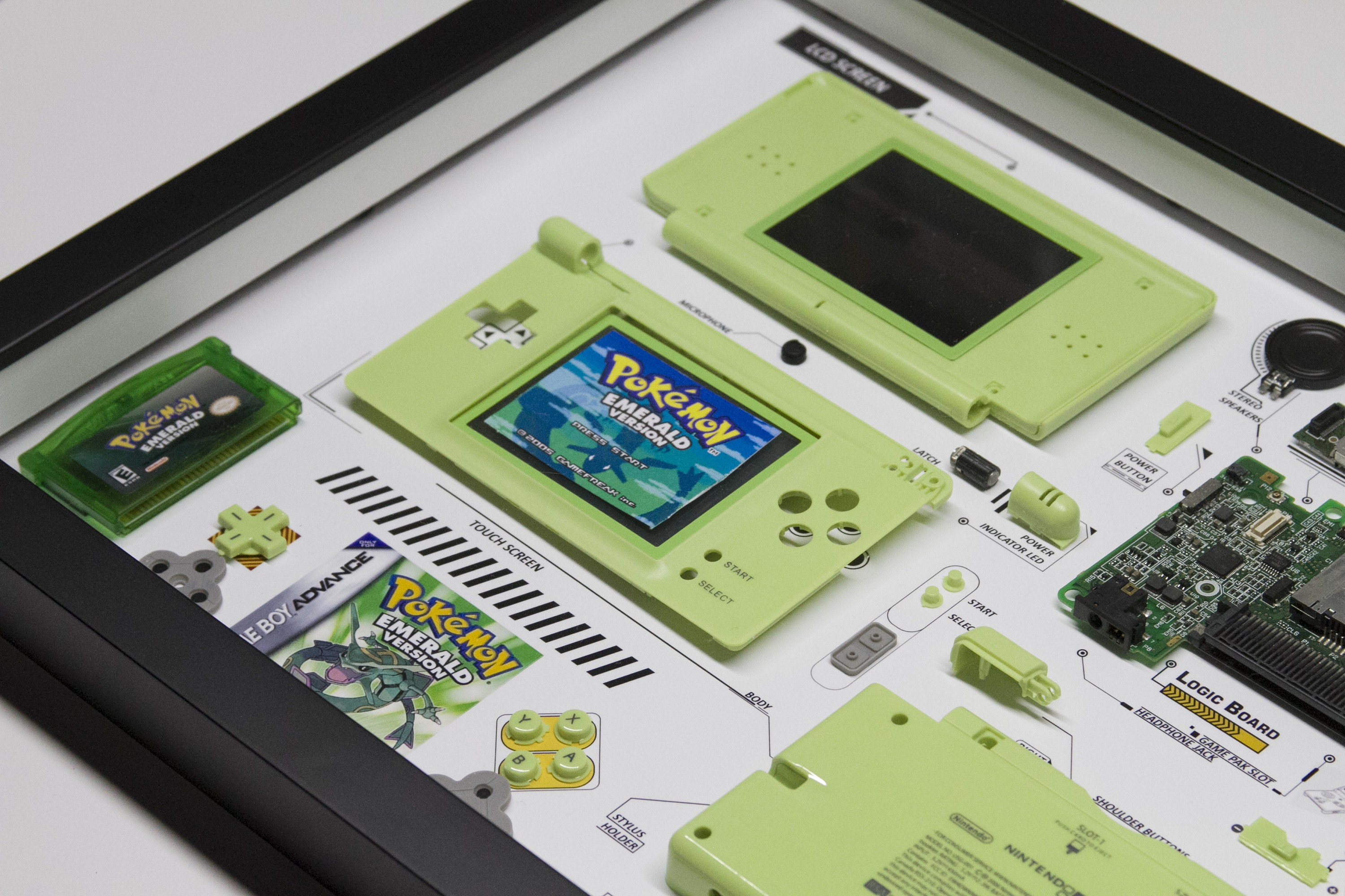 Framed Nintendo DS Lite NDSL Pokemon Disassembled Game Console Tear ...