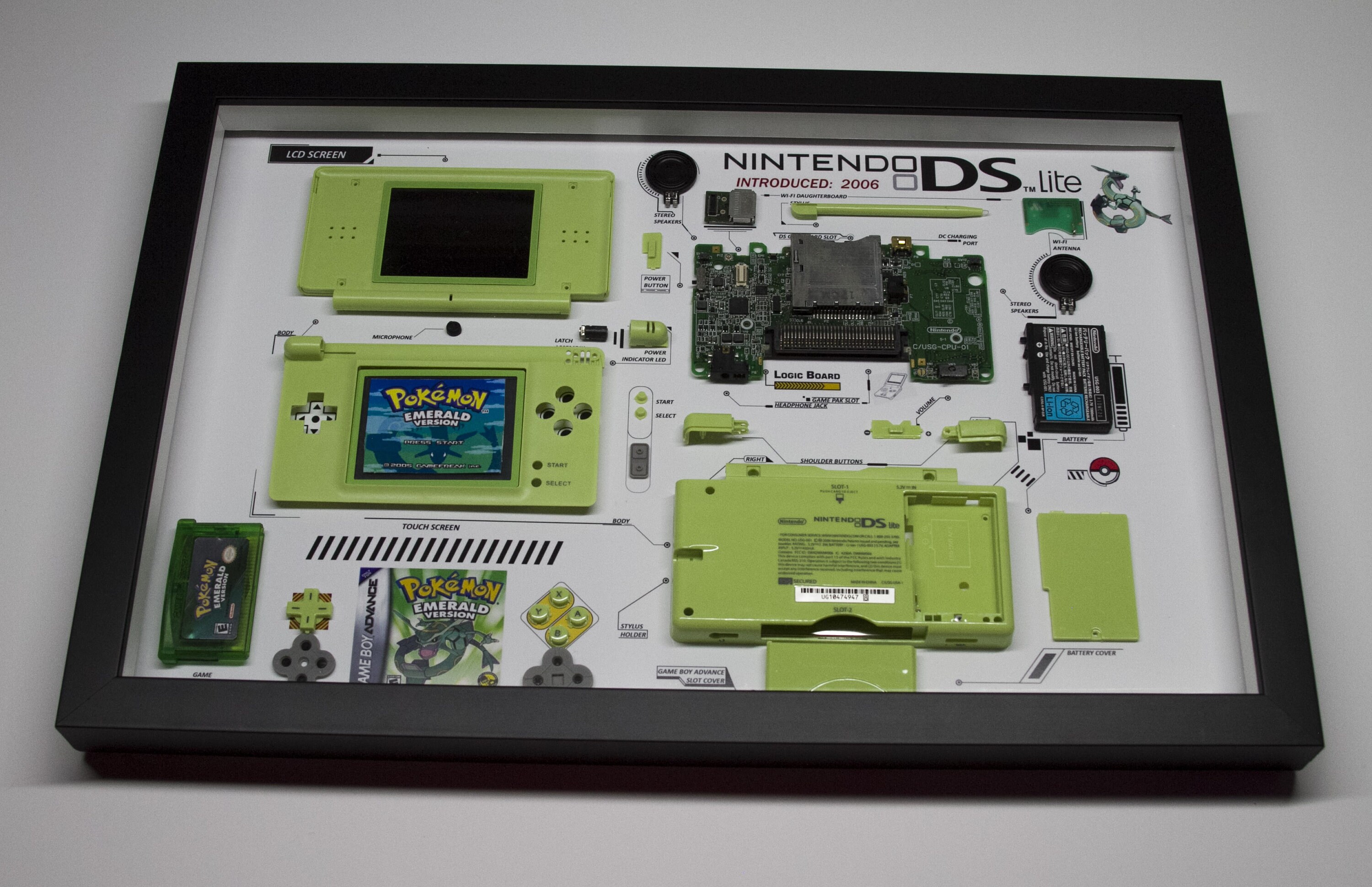 Framed Nintendo DS Lite NDSL Pokemon Disassembled Game Console Tear ...