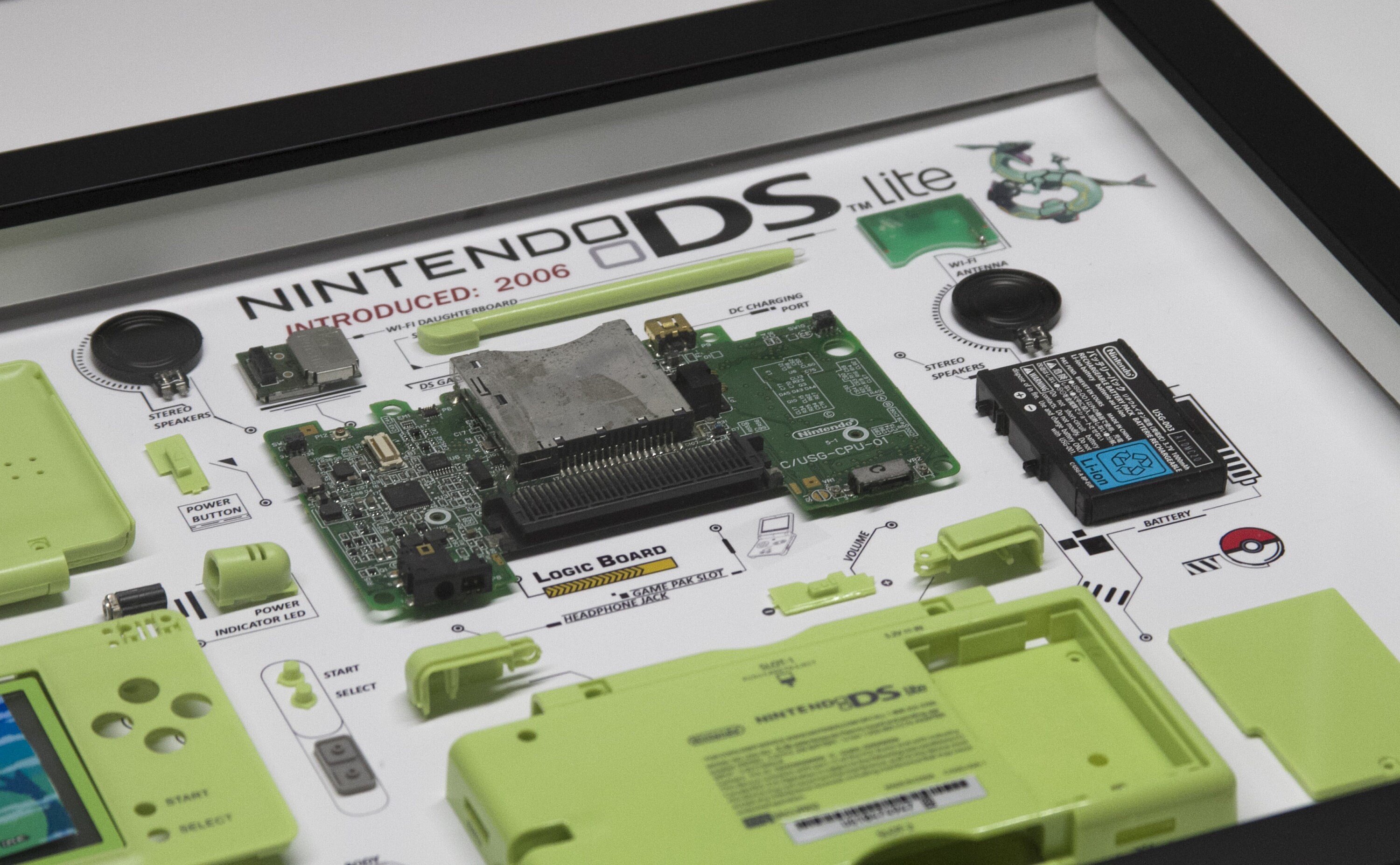 Framed Nintendo DS Lite NDSL Pokemon Disassembled Game Console Tear ...