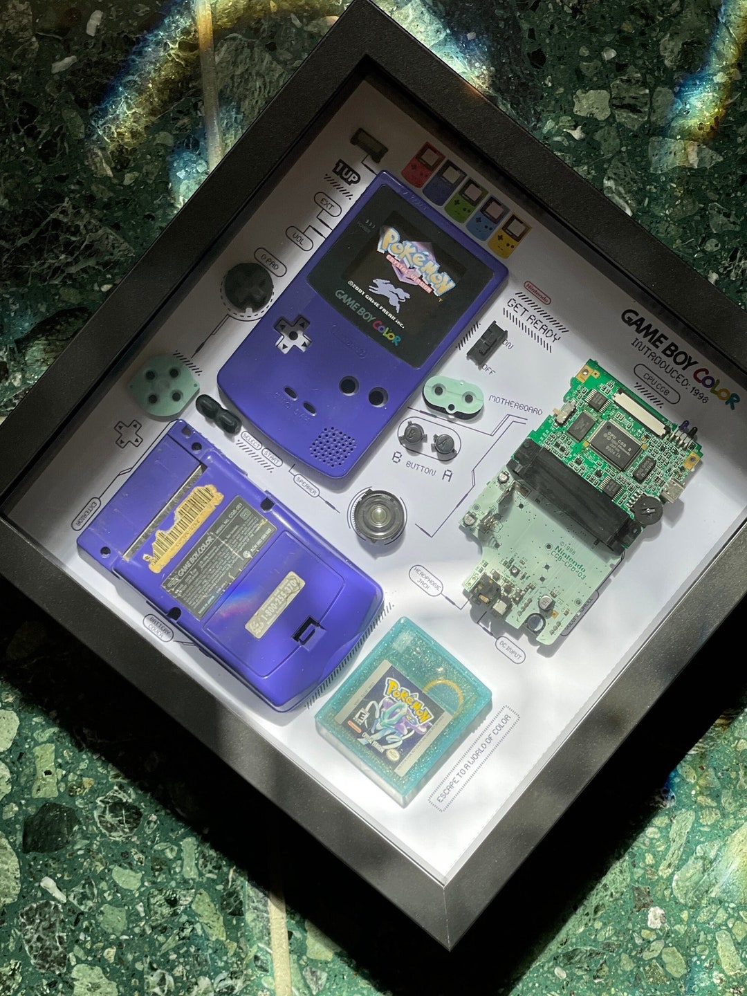 Framed Nintendo Game Boy Color GBC Tear Down Wall Art Gifts for Friends ...