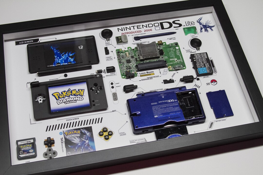 Framed Nintendo DS Lite NDSL Pokemon Disassembled Game Console Tear ...