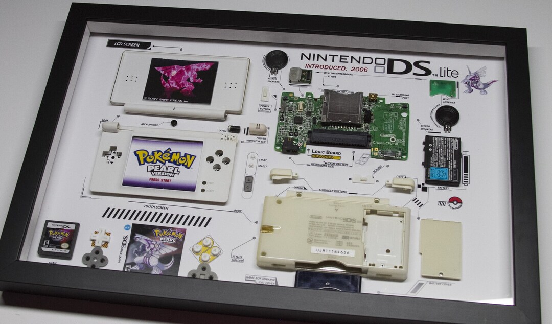 Framed Nintendo DS Lite NDSL Pokemon Disassembled Game Console Tear ...