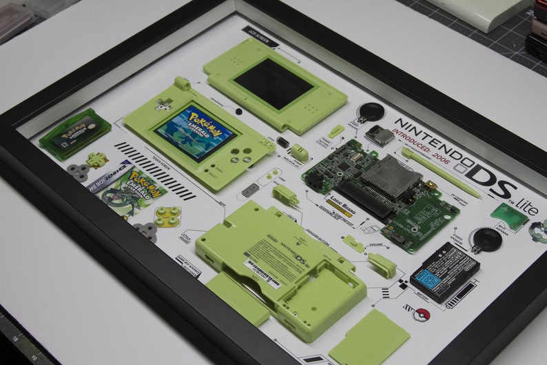 Framed Nintendo DS Lite NDSL Pokemon Disassembled Game Console Tear ...
