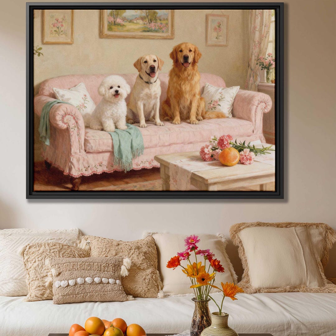 Dog Bichon Frise Labrador Cute Golden Retriever Canvas Print Oil ...