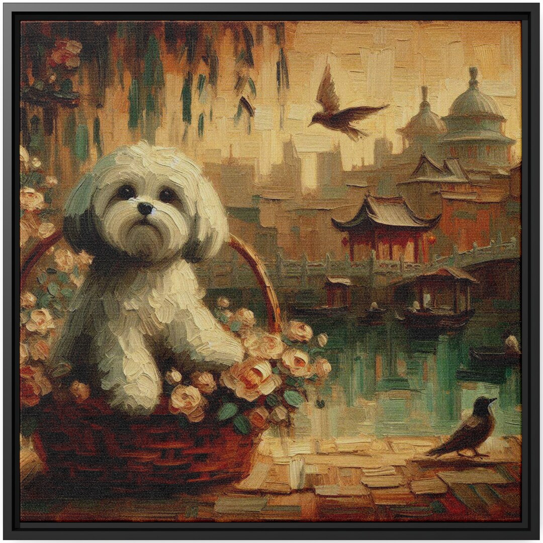 Bichon Frise Wall Art Oil Painting Canvas Print Cute Dog Portrait ...