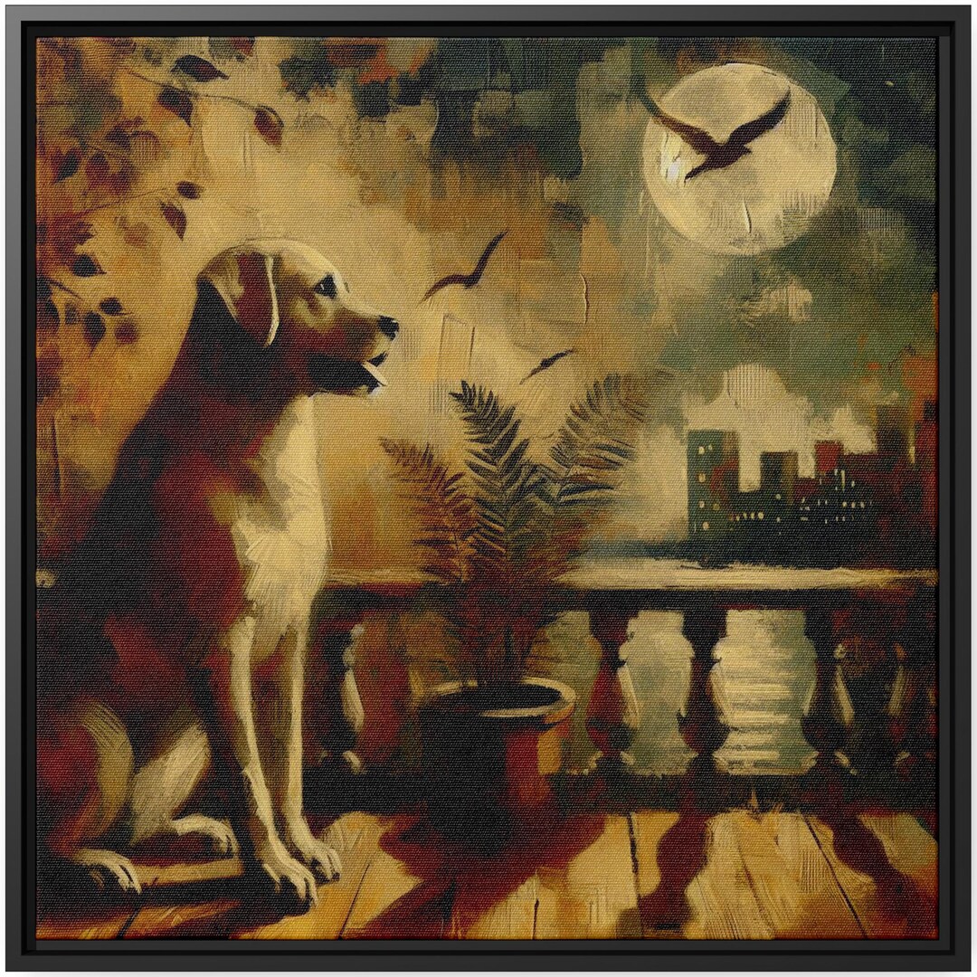 Lab Labrador Dog Artwork Wall Art Oil Painting Canvas Print Portrait ...