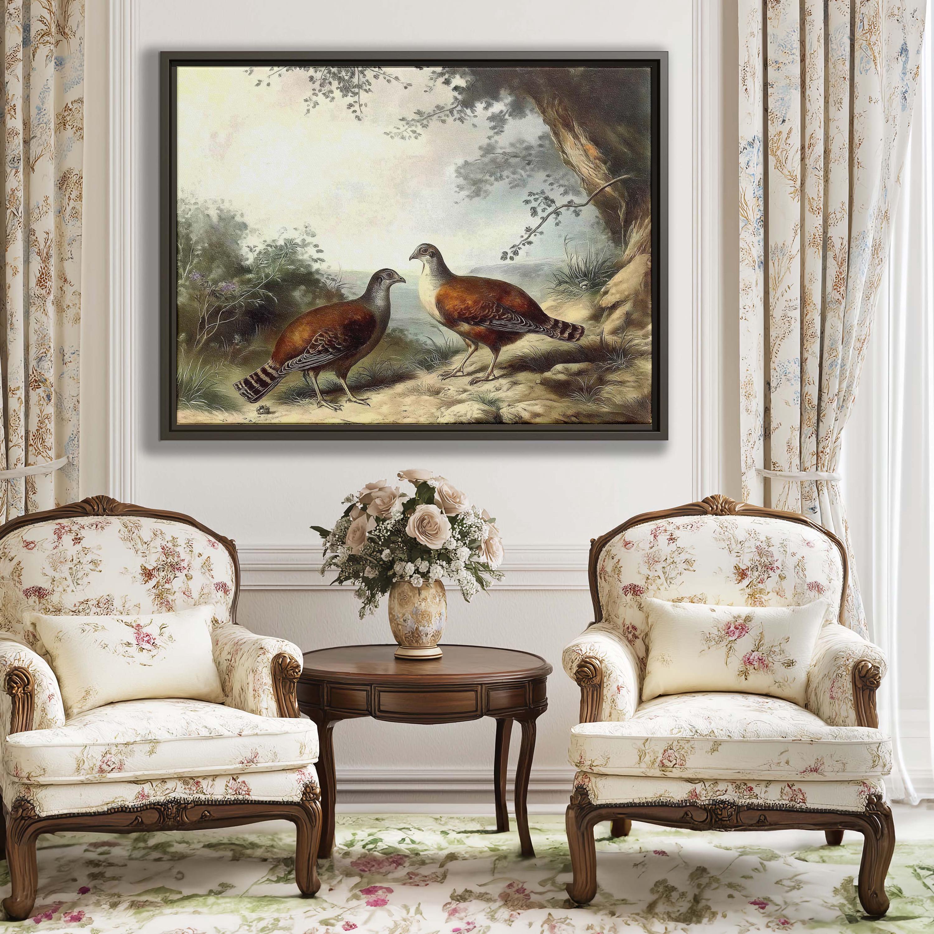 Vintage Pheasant Bird Wall Art Nature Canvas Print Wildlife Painting ...