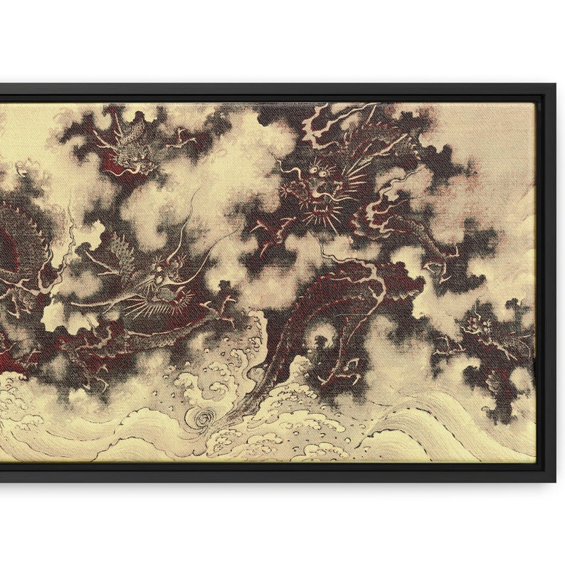 Ancient Chinese Dragon Painting Artwork Wall Art Feng Shui Decor Canvas ...