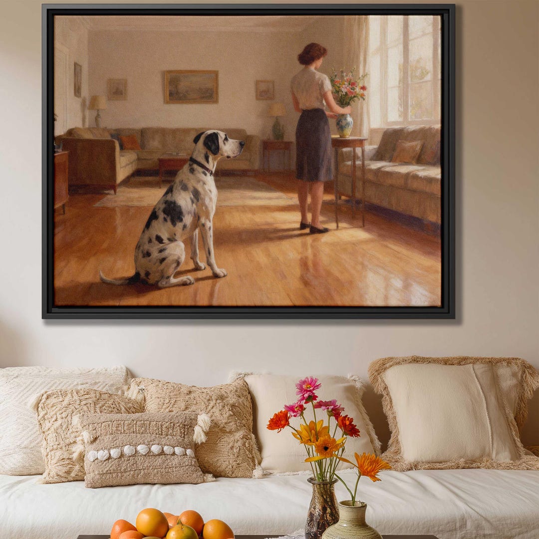 Oil Painting Great Dane Dog Canvas Print Wall Art Decor Floral Still ...