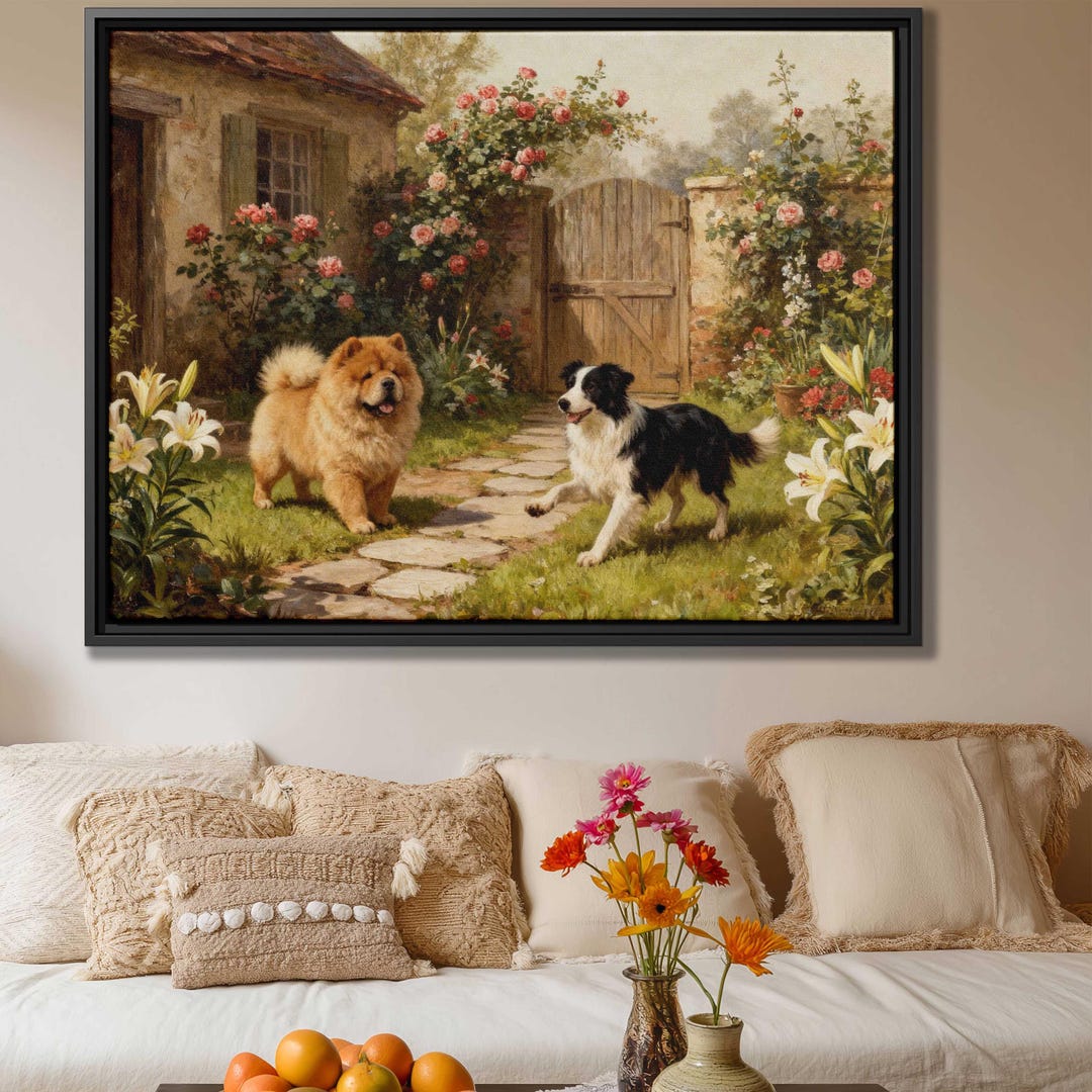 Rustic Dog Artwork Chow Chow Canvas Print Oil Painting Wall Art Decor ...