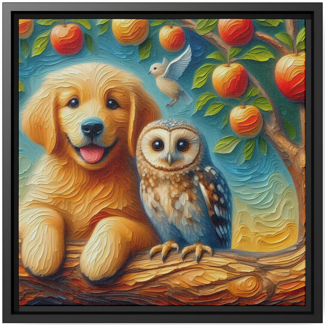 Golden Retriever Cute Puppy Wall Art Decor Canvas Print Oil Painting ...