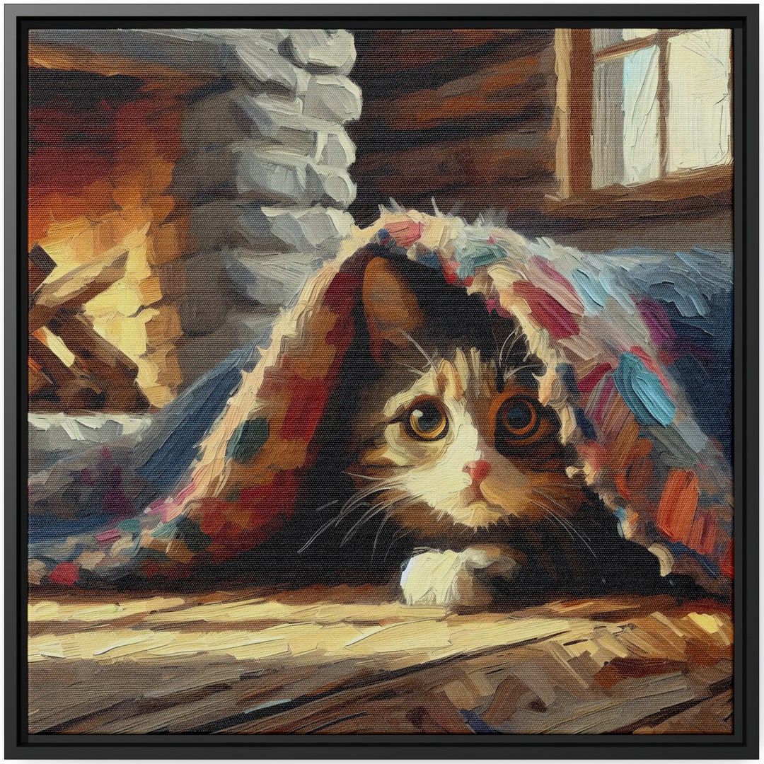 Calico Manx Cat Portrait Artwork Wall Art Decor Gift Canvas Print Oil ...