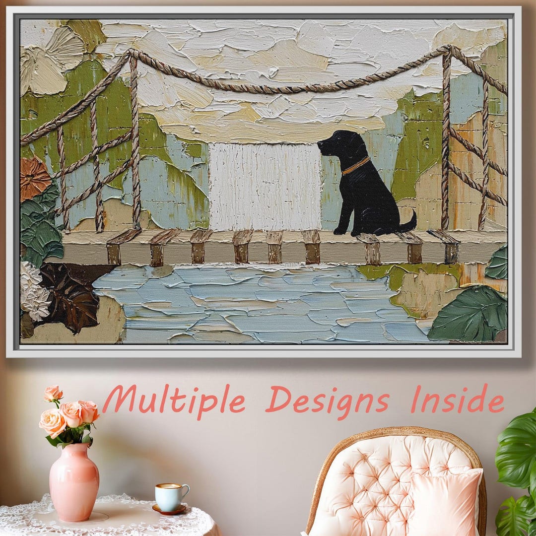 Black Labrador Rustic Adventure Wall Art Oil Painting Canvas Print ...