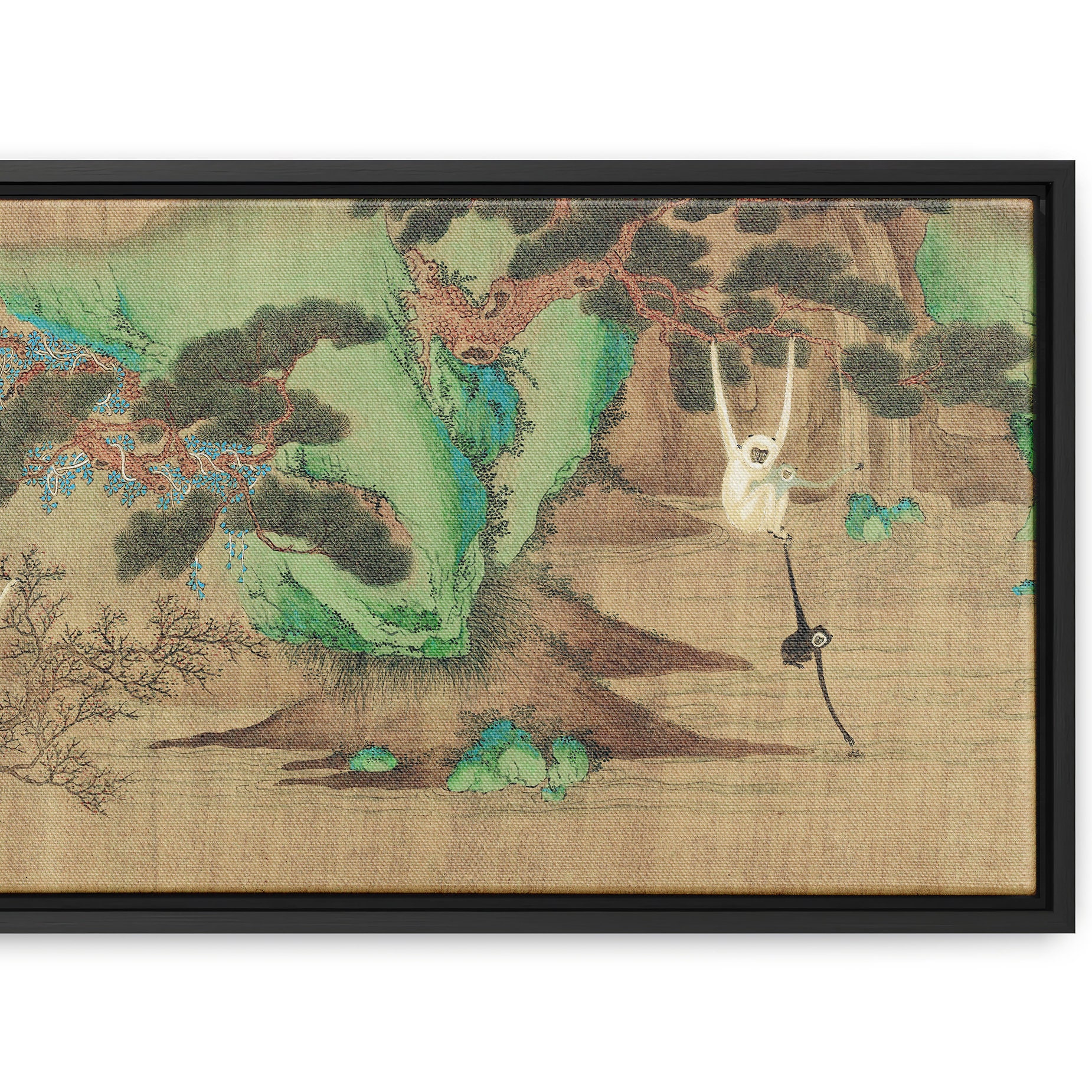 Chinese Monkeys Landscape Ink Wash Painting Wall Art Canvas Print Decor ...