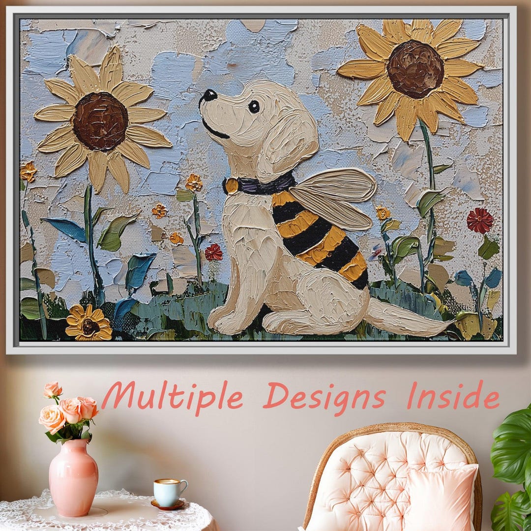 Adorable Labrador Bumblebee Costume Cute Artwork Floral Landscape Decor ...