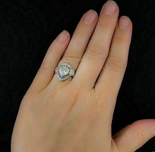 Heart Cut Diamond Engagement Wedding Ring Antique Victorian - Etsy