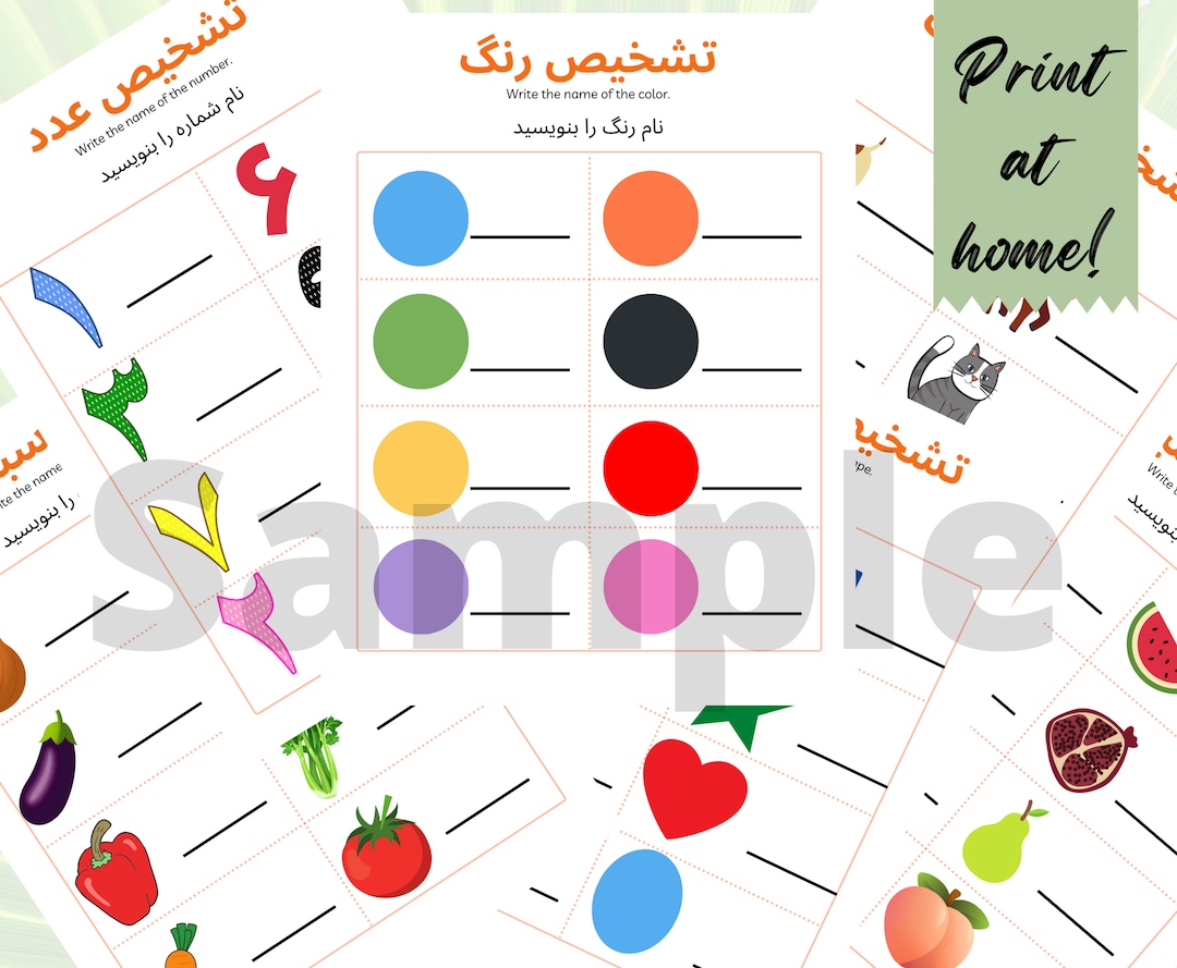 Farsi/persian Writing Worksheet- Identify and Write the Name of the ...