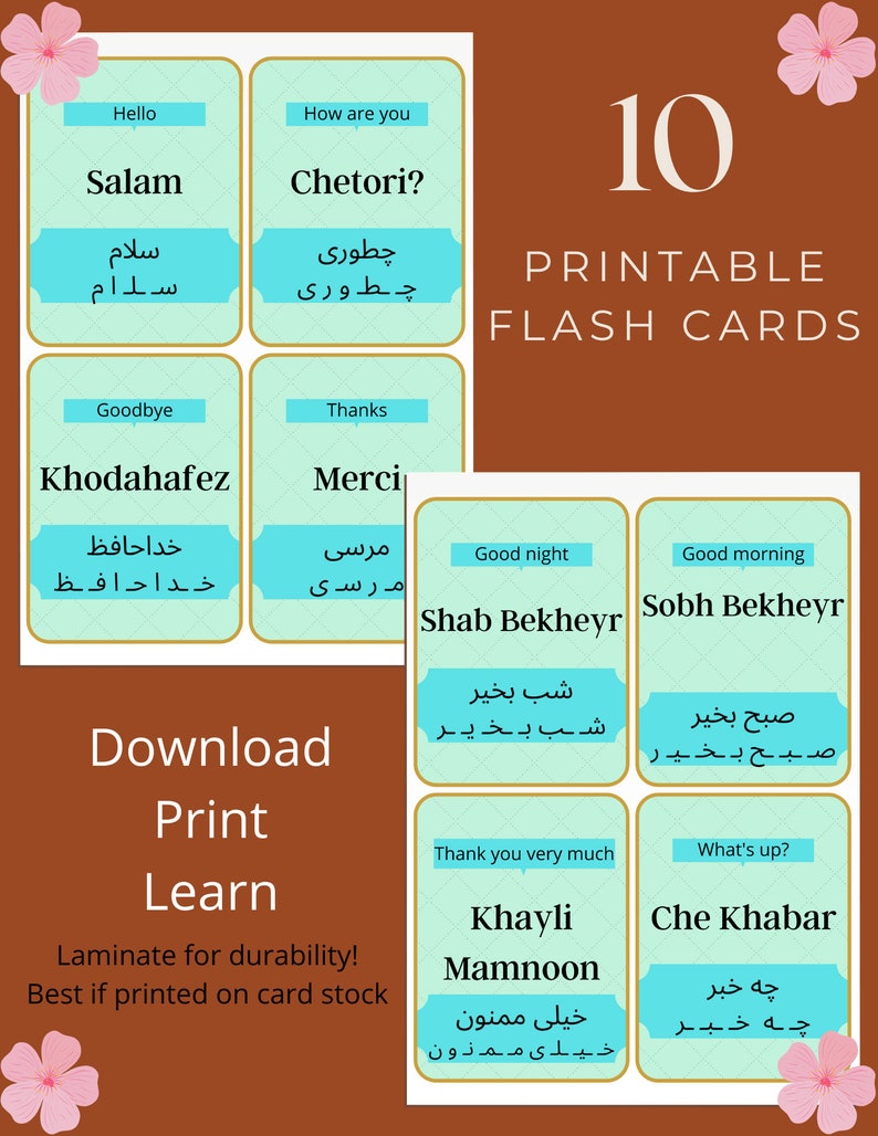 Farsi/persian Greetings and Conversation Learning Set - Etsy Australia
