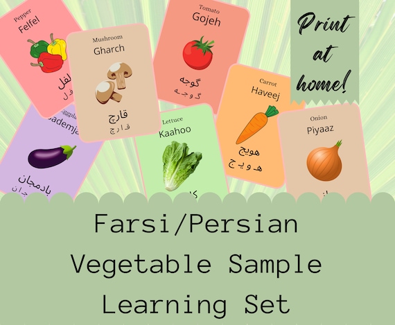 Farsi/persian Vegetable Flash Card Learning | Etsy