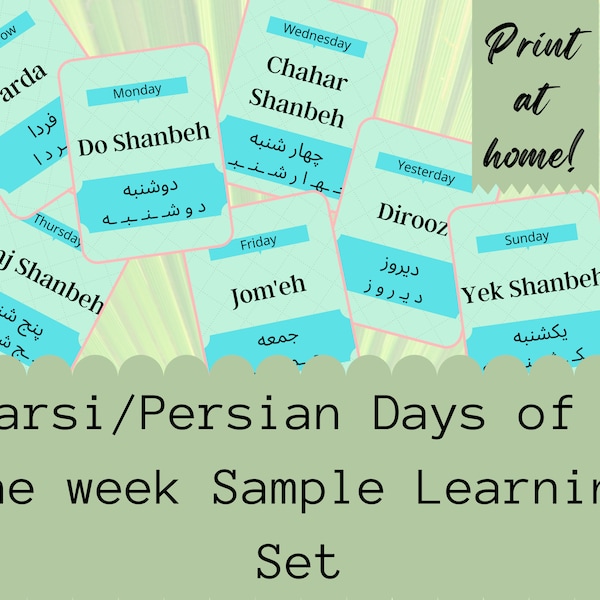 Persian Days of Week - Etsy