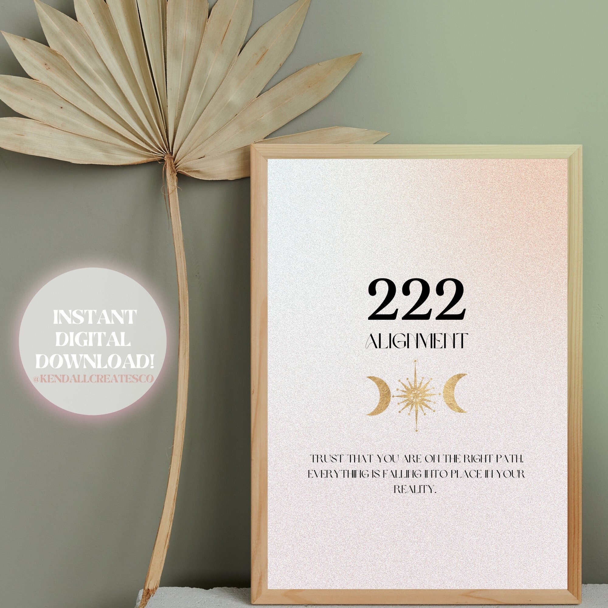 Home & Living Wall Hangings Angel Number 222 Alignment Printable Wall ...