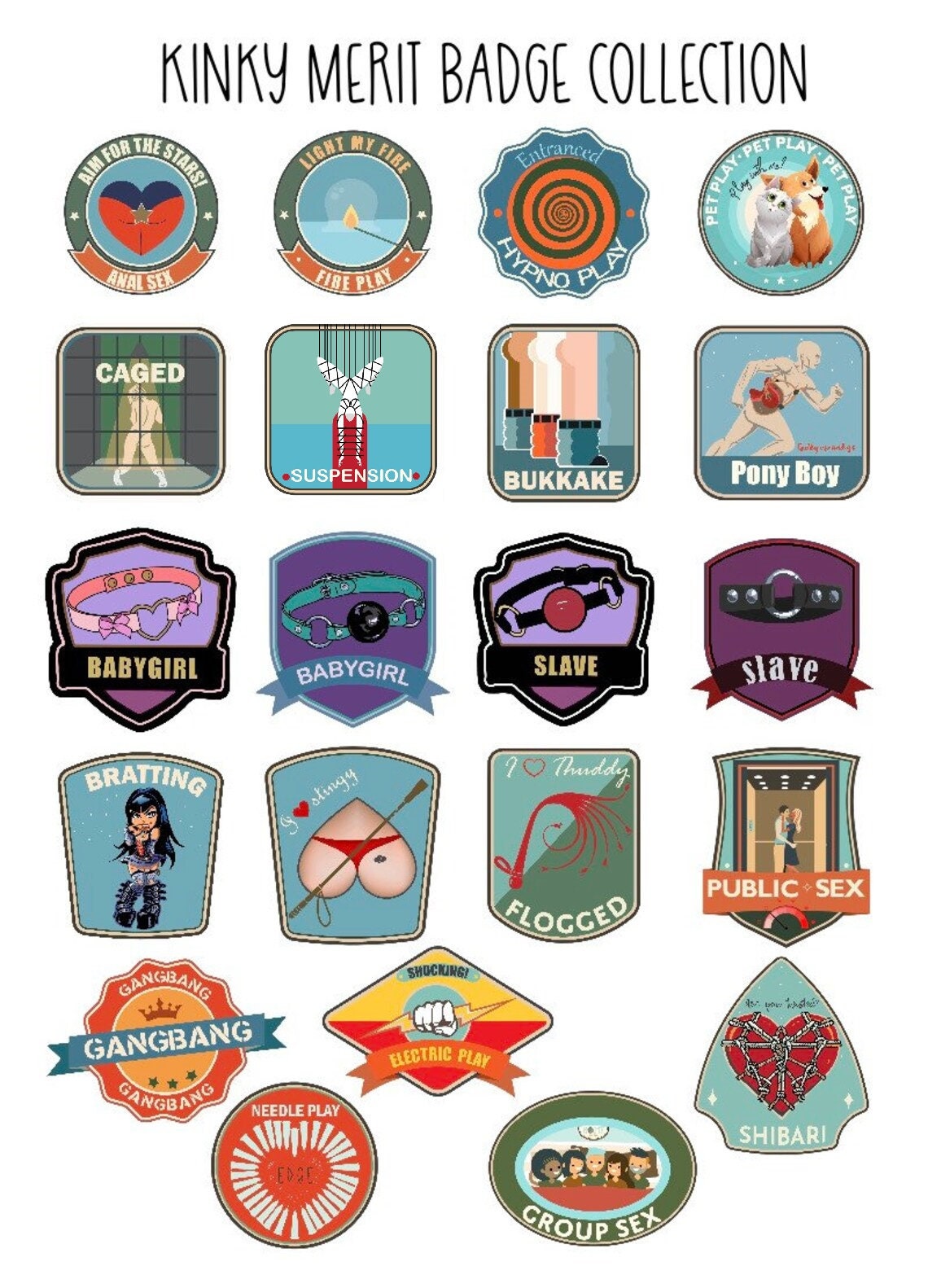 Kinky XXX Adult Merit Badge Decals - Etsy