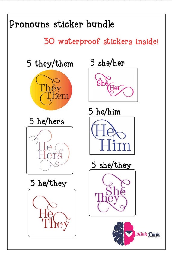 Pronouns Sticker Bundle With 30 Decals - Etsy