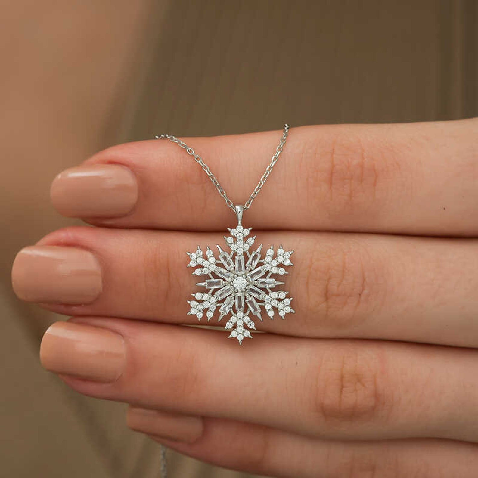 Silver Snowflake Necklace Snowflake Pendant Snowflake - Etsy