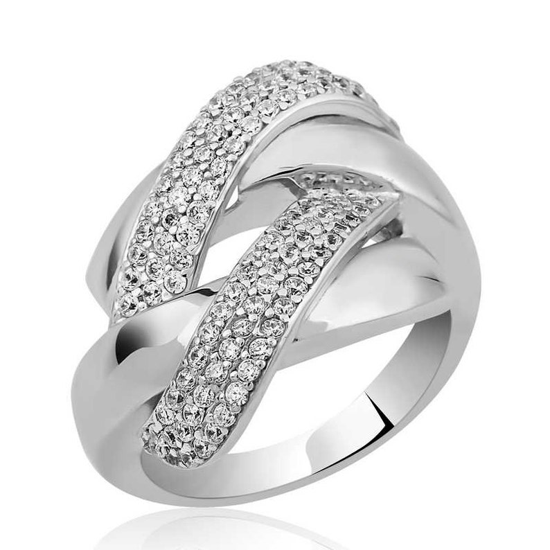 Silver Knit Pattern Ring Multi Stone Big Ring Zircon Ring - Etsy