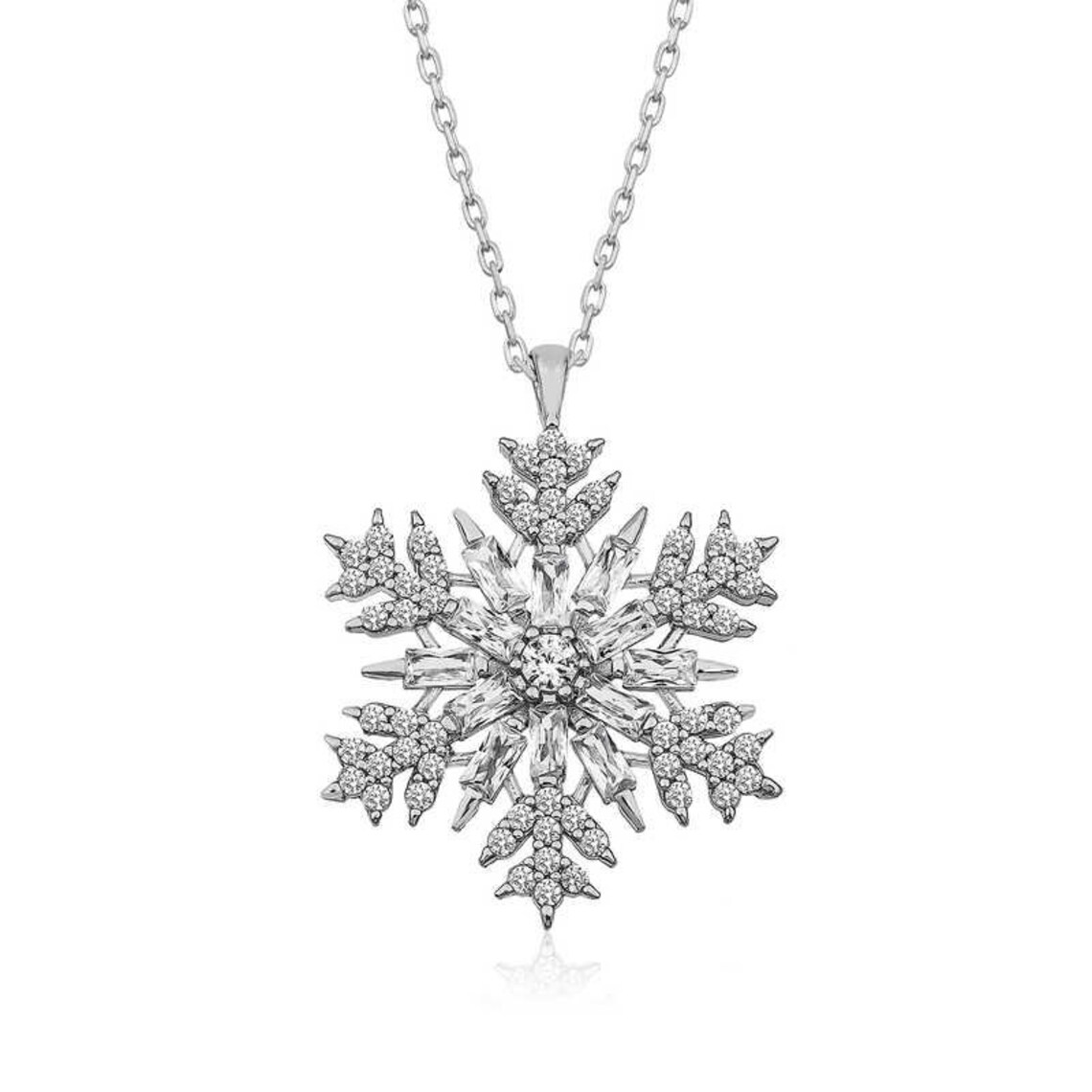 Silver Snowflake Necklace Snowflake Pendant Snowflake - Etsy