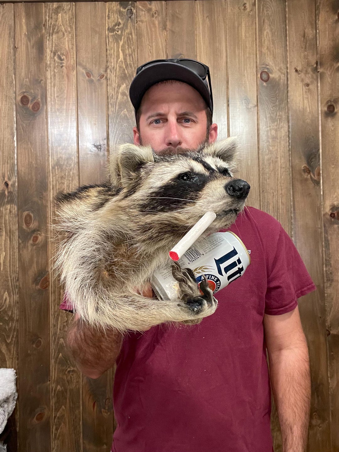 Unique Novelty “drunk” Raccoon “smoking & Flipping the Bird” Shoulder ...