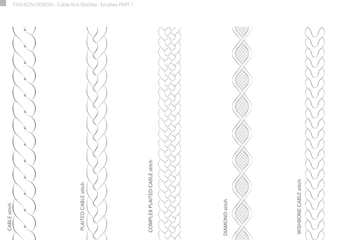 Cable Knit Stitches Part 1 Library For Adobe Illustrator Etsy