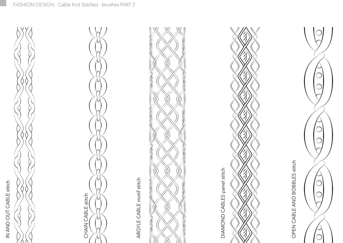 Cable Knit Stitches PART 2 Library for Adobe Illustrator - Etsy