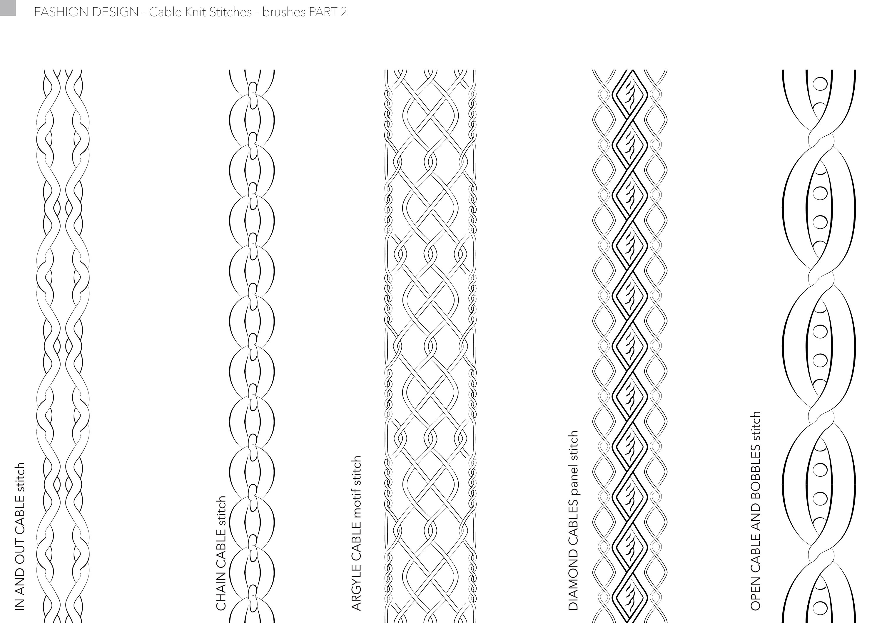 Cable Knit Stitches PART 2 Library for Adobe Illustrator - Etsy