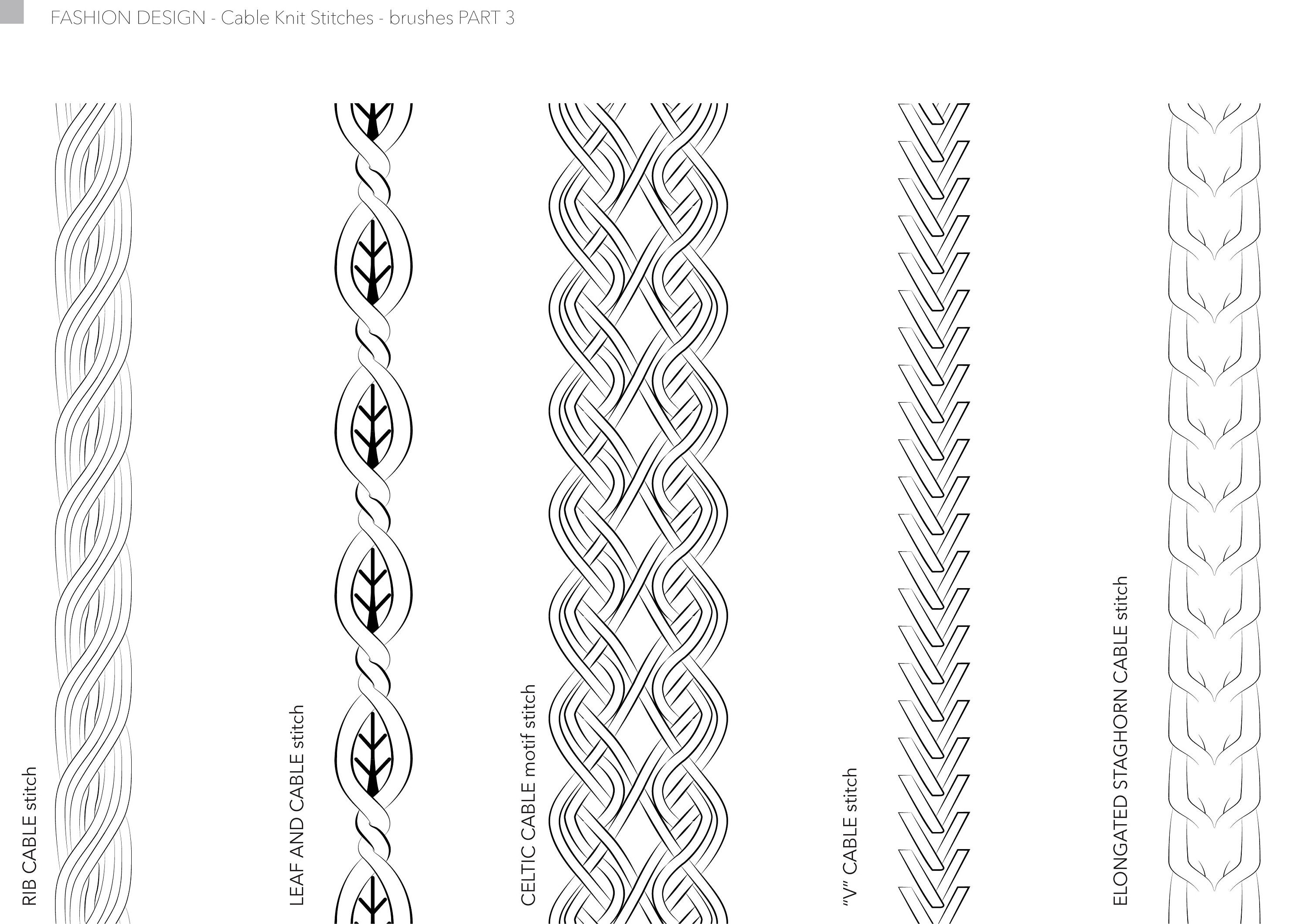 Cable Knit Stitches PART 3 Library for Adobe Illustrator - Etsy