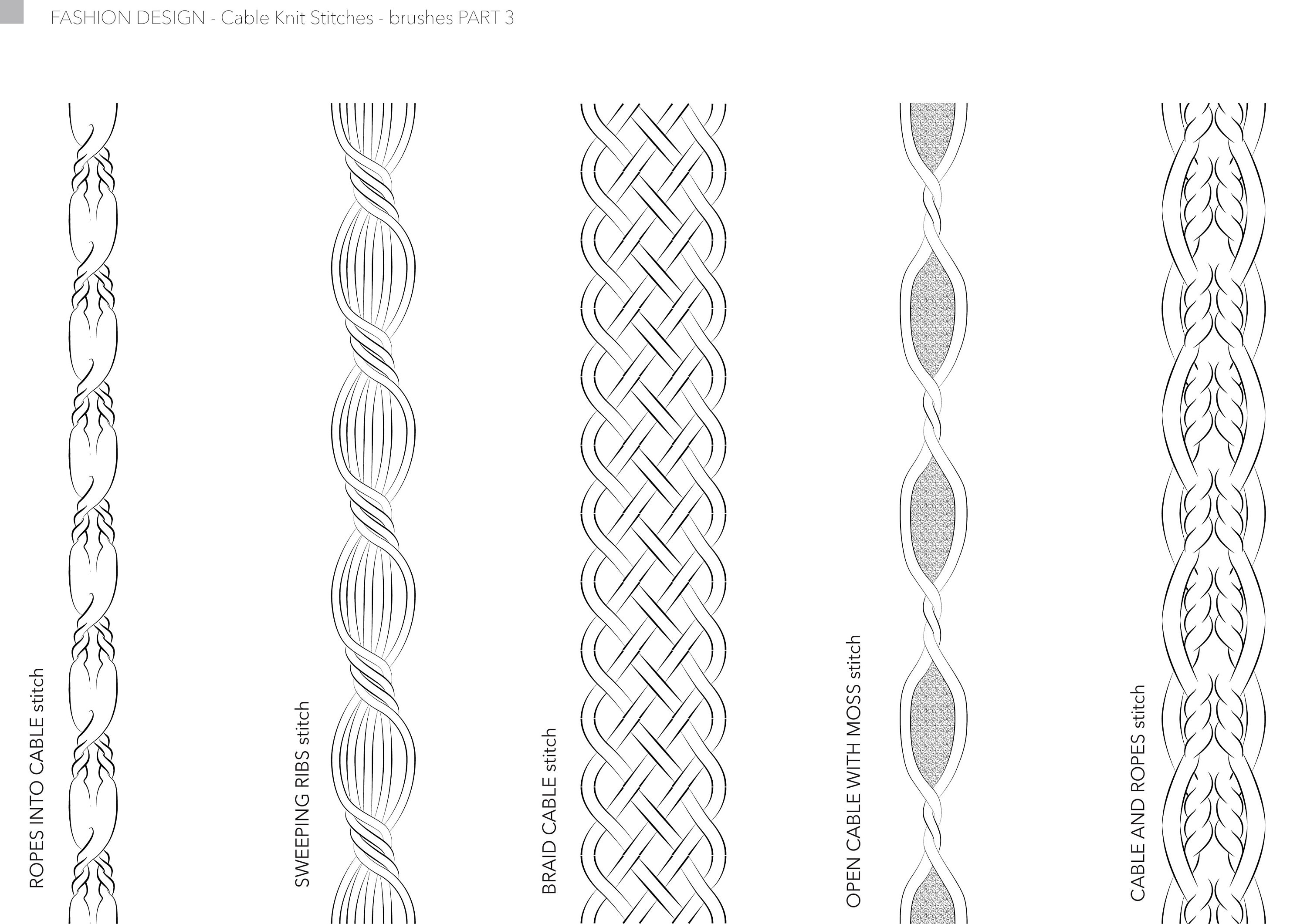 Cable Knit Stitches Part 3 Library For Adobe Illustrator Etsy